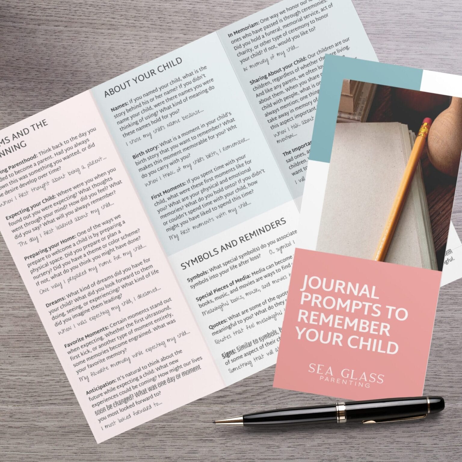 Journal Prompts to Remember Your Child - Free brochure