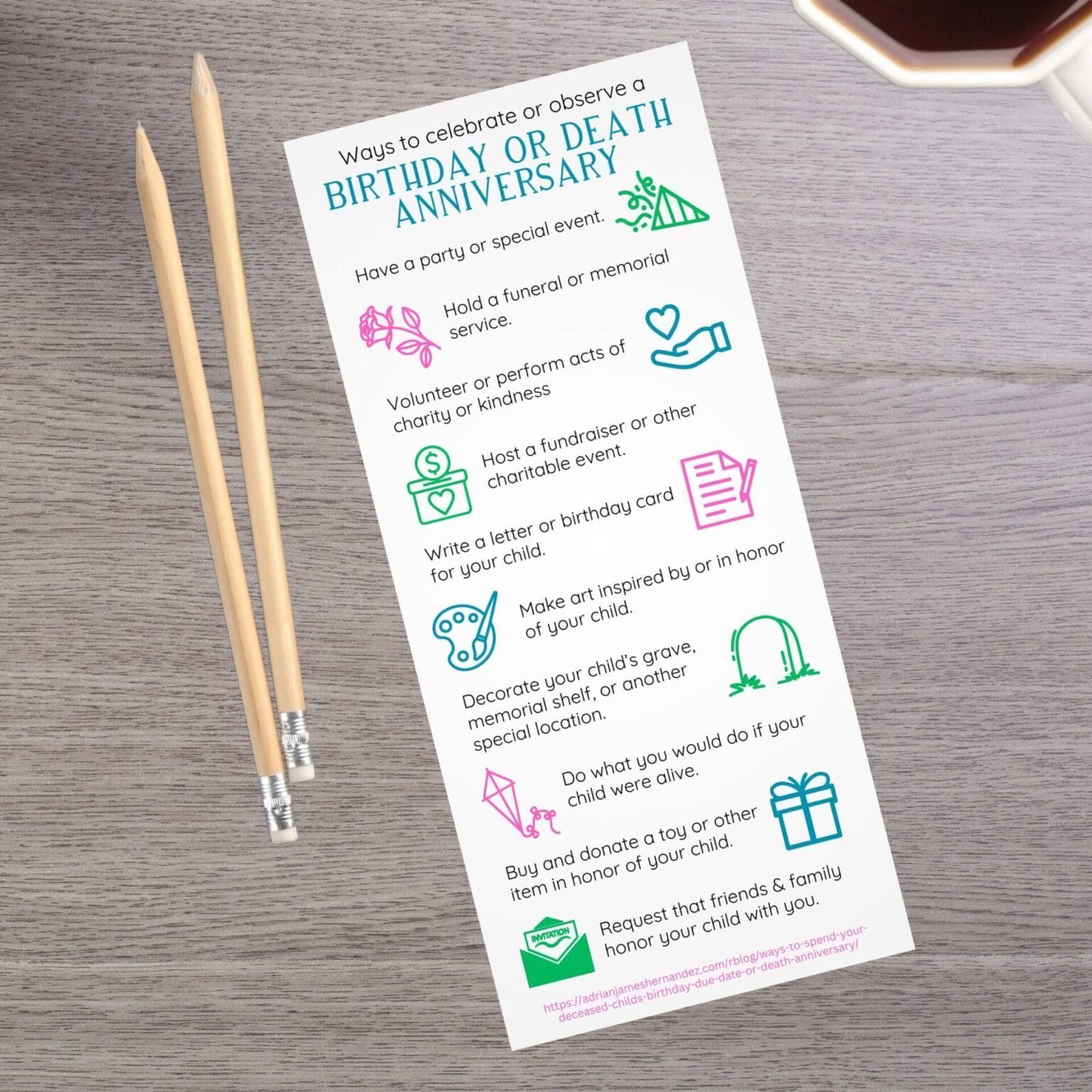 Info card: Celebrating a Birthday or Death Anniversary
